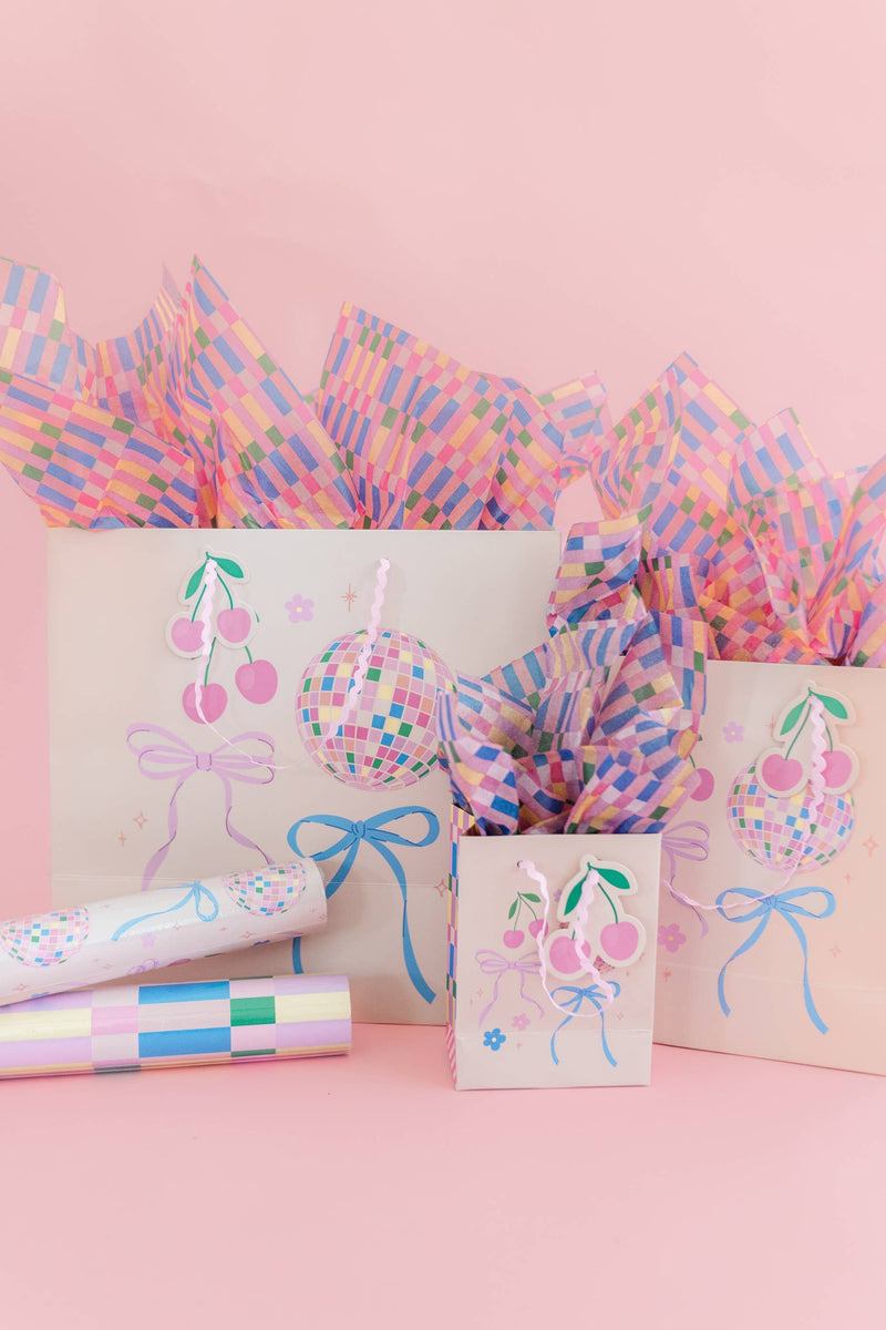 Disco Ball + Cherry Bows Gift Bag with Tag: Medium – Invite Me