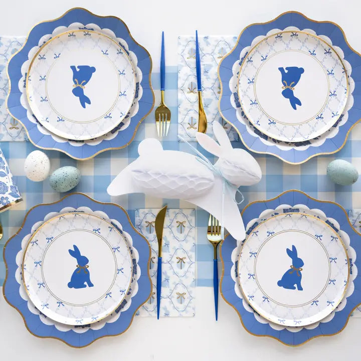 Belle Blue Elegant Floral Dinner Plates (Pack 8) – Invite Me