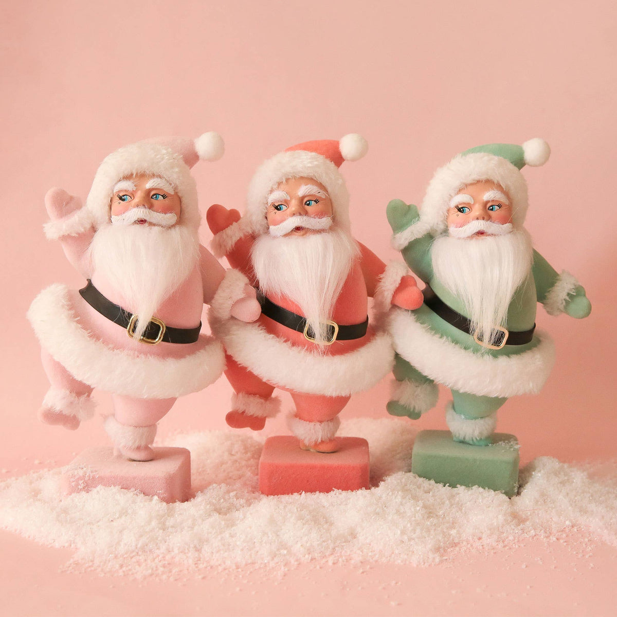 Retro Flocked Dancing Santa | Mint – Invite Me