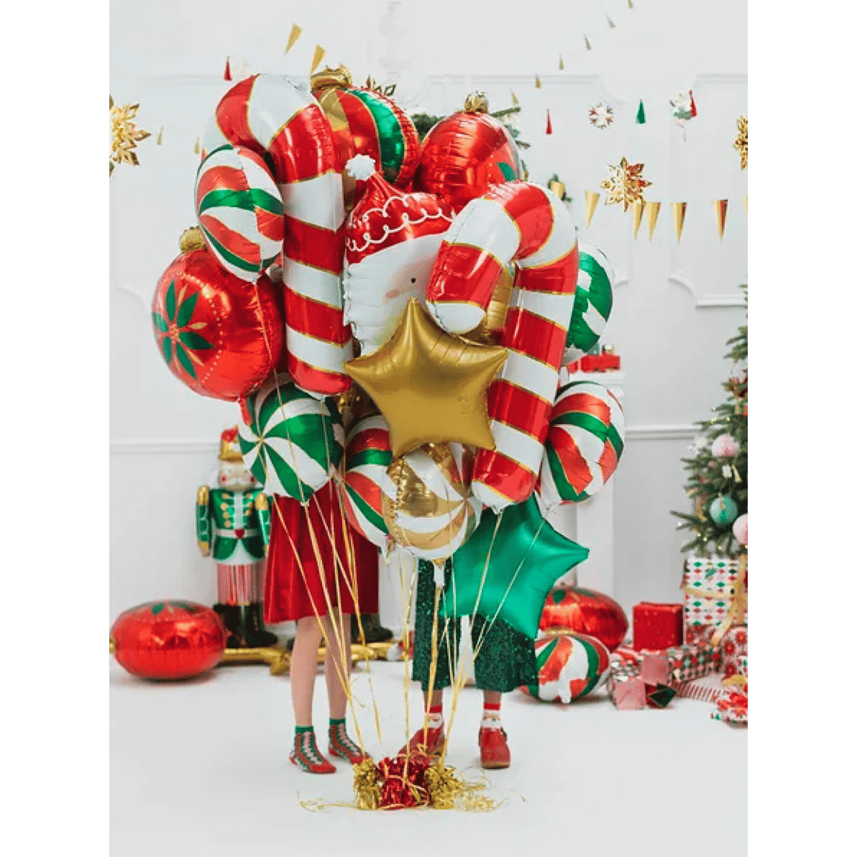 Red & White Stripe Candy Cane Foil Balloon – Invite Me