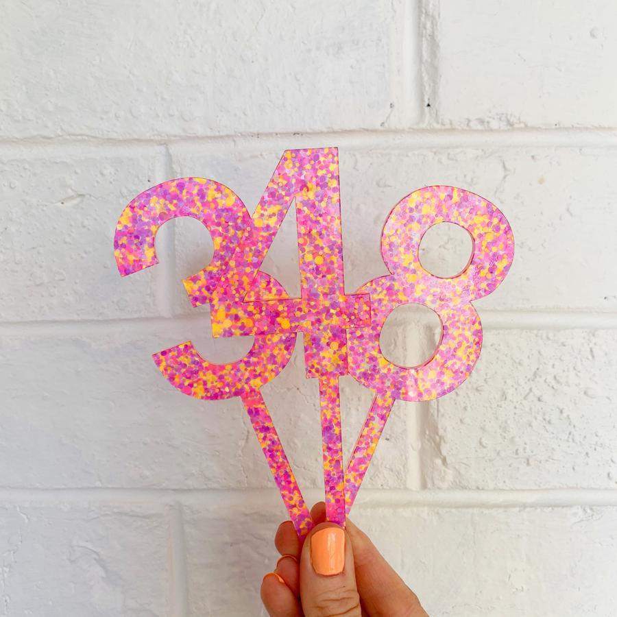 Pinks Glittery Cake Topper Number 6 – Invite Me