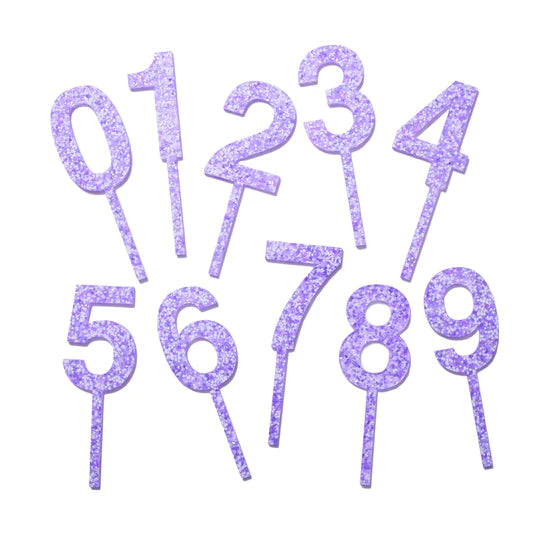 Lilac Stars Glitter Cake Topper Number 4 – Invite Me